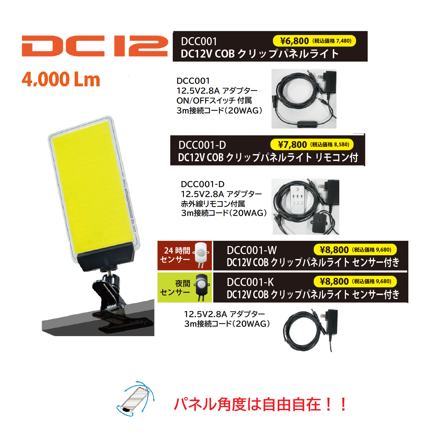 【ムサシトレイディングオフィス】DC12 Cobシステムパネルライト クリップ取付けタイプ | べんりツール